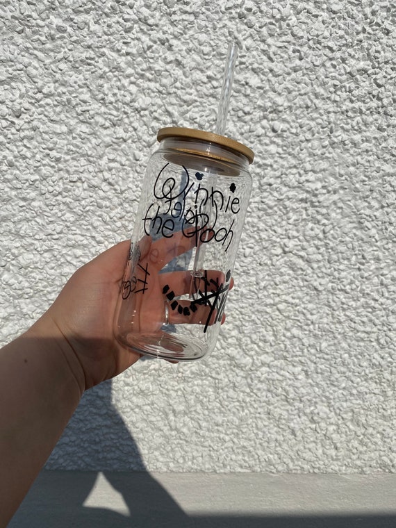 Winnie the Pooh Signature Inspired Design Glass With Bamboo | Etsy