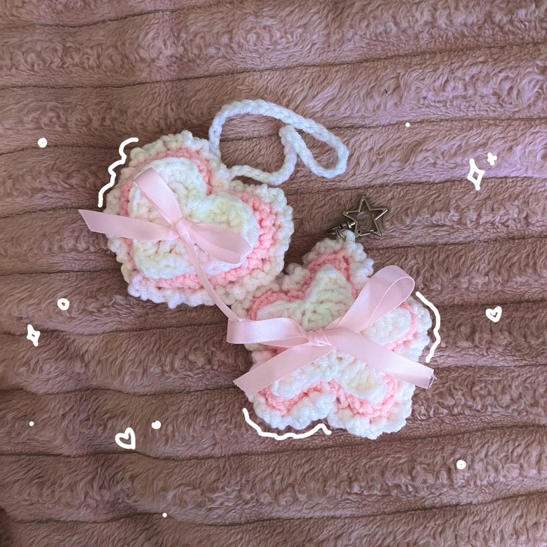 Pink Crochet Ruffle Keychain - Etsy