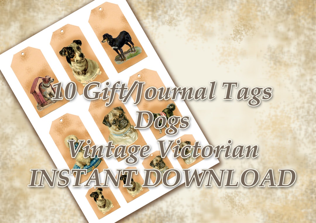 INSTANT DOWNLOAD Vintage Dogs/digital Gift Tags/printable Tags ...