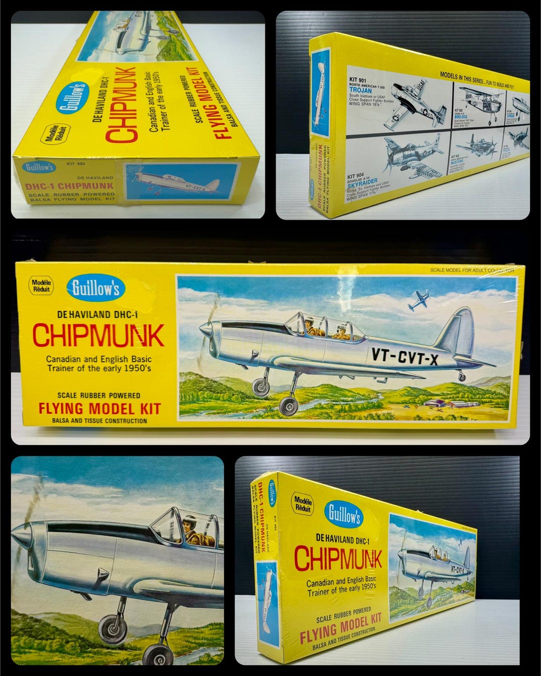 Guillows Dehaviland DHC-1 CHIPMONK New in Box Balsa Wood Flying Model ...