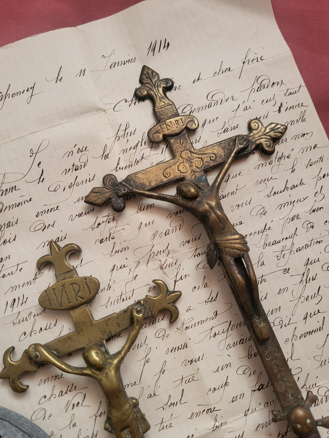 Pretty Brass Crucifix With Little Skull Table or Altar Crucifix - Etsy