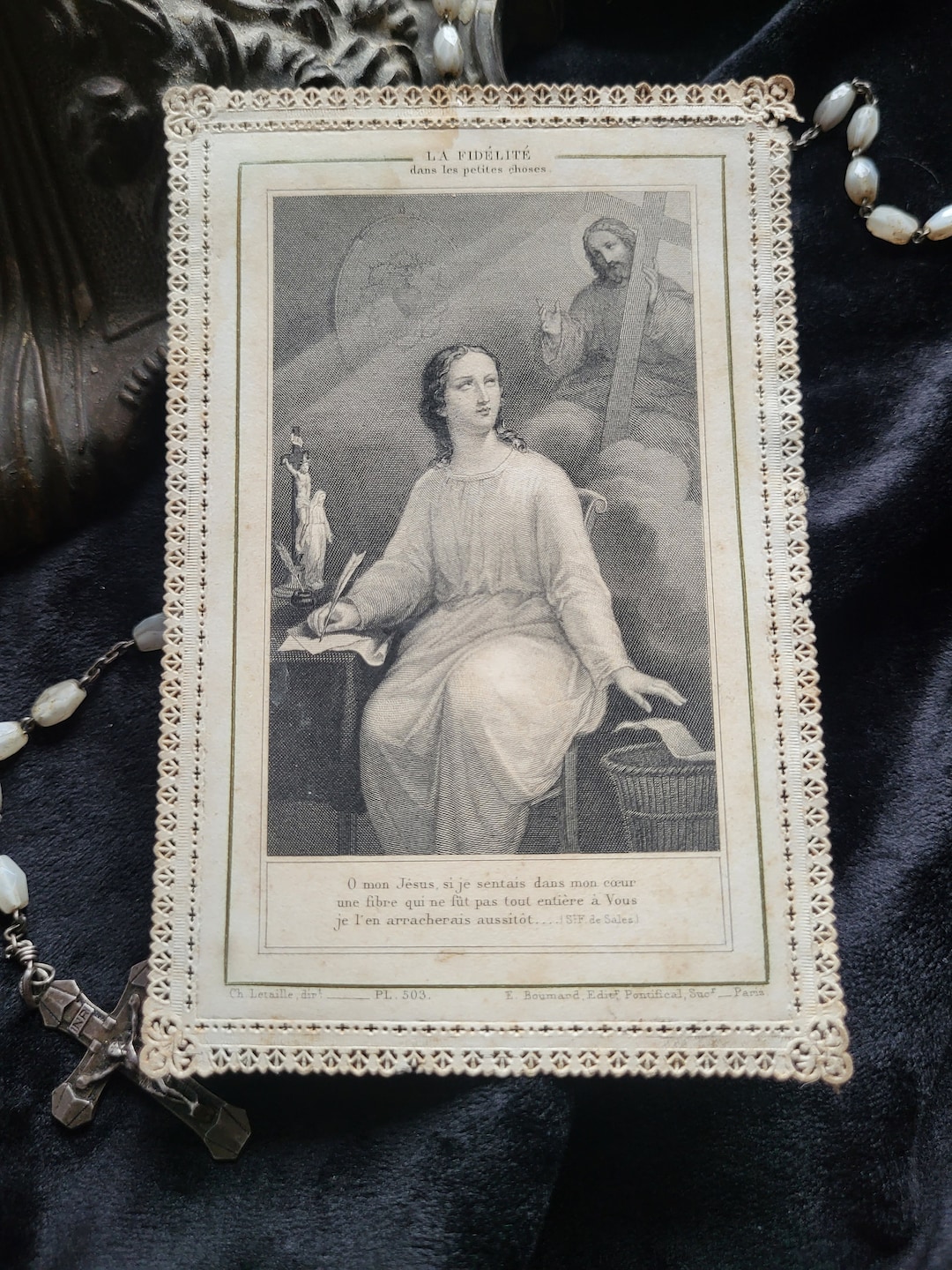 Gorgeous Victorian Prayer Card From France - O Mon Jesus, Si Je Sentais ...
