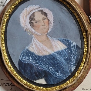 Handpainted Portrait in Pretty Case Lacey Details 19th Century - Etsy