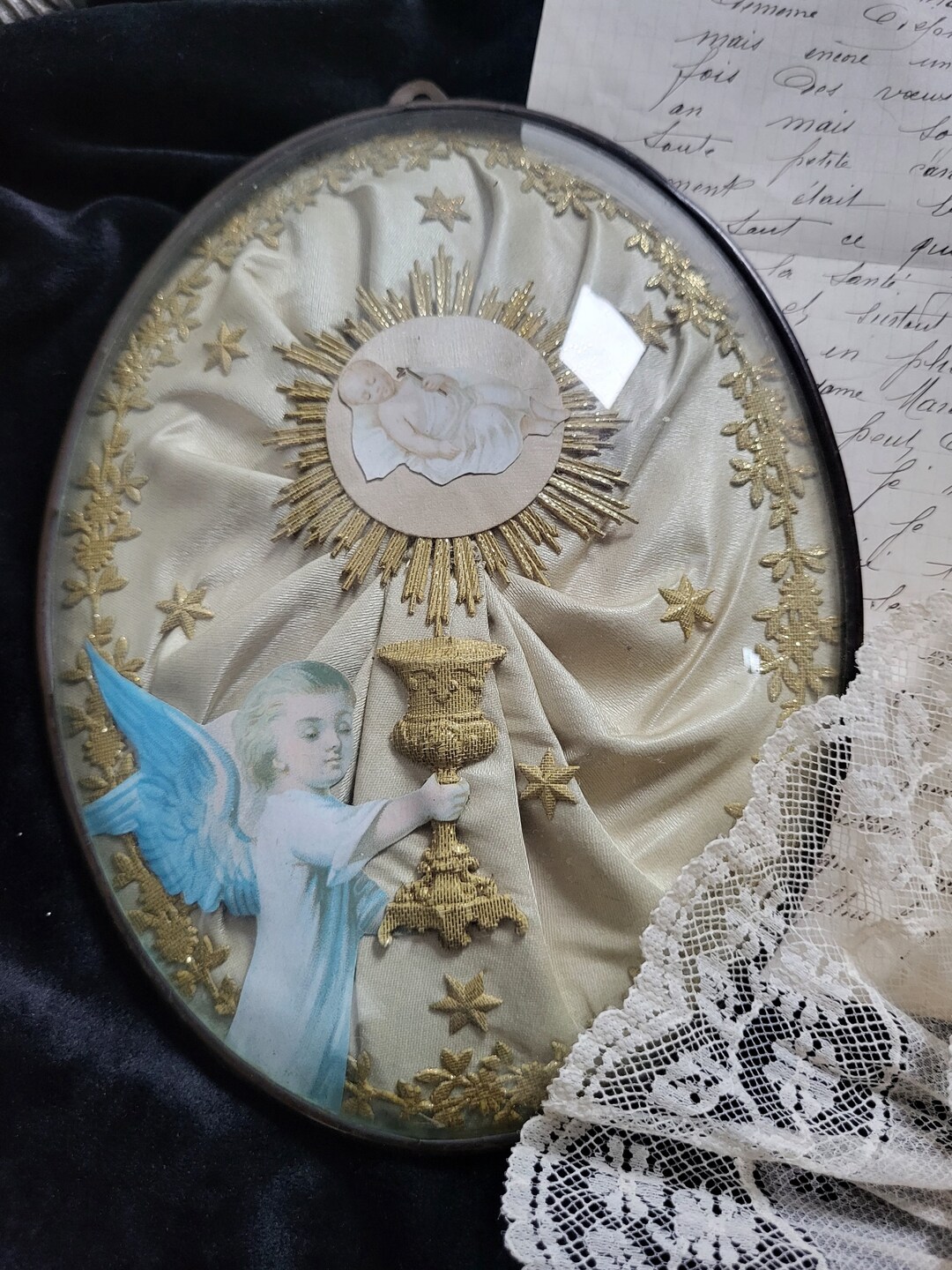 Antique Relic With Chalice and Angels - Monastery Artwork - Etsy