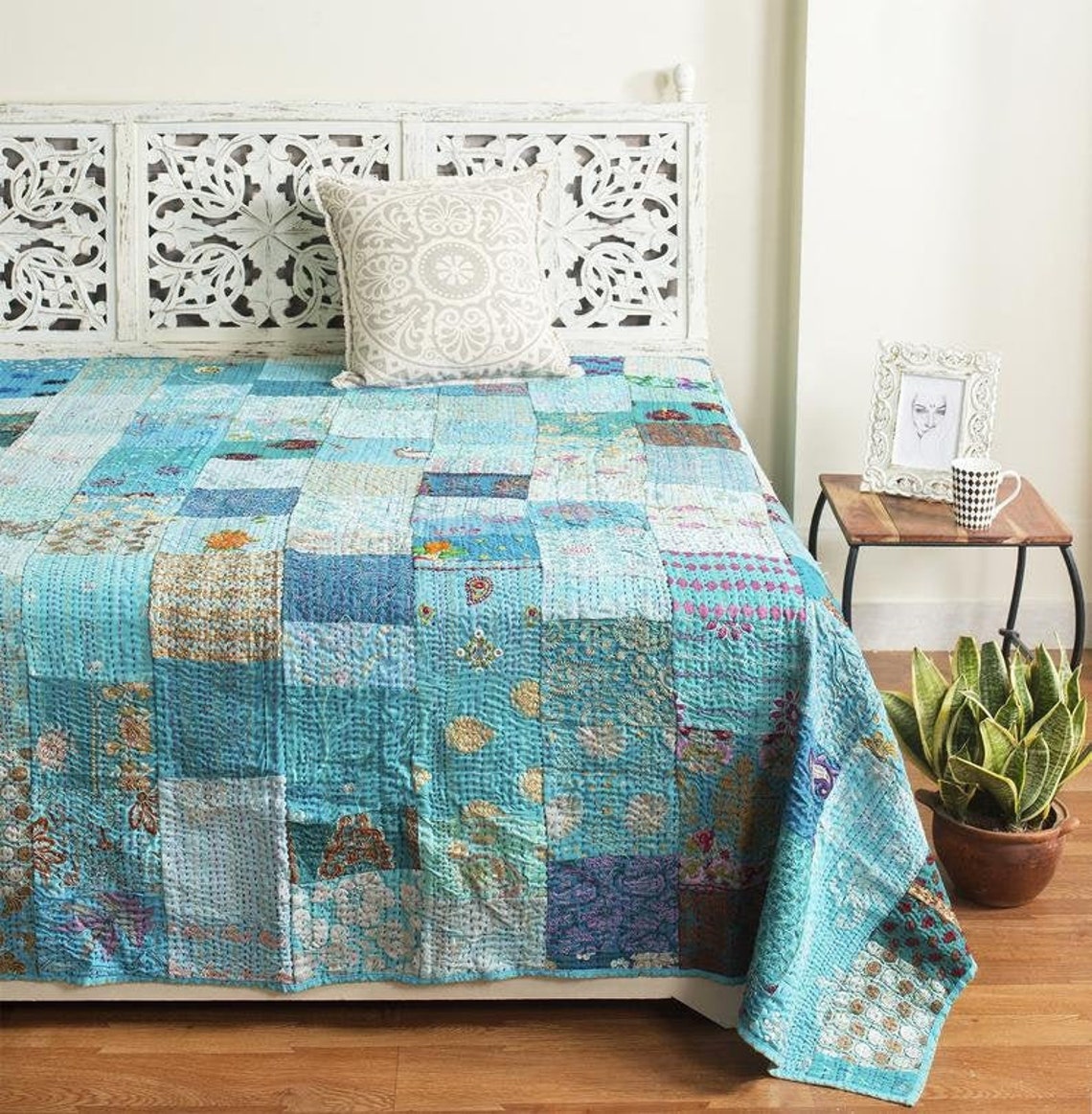 Vintage Handmade Patchwork Quilt Indian Boho Quilts Bedding - Etsy