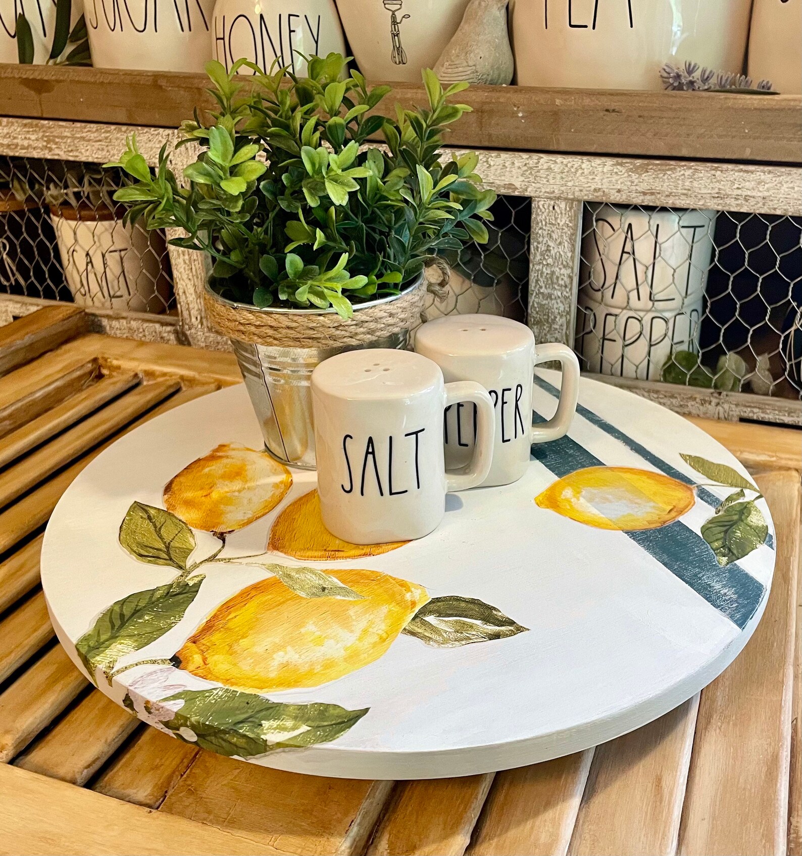 Farmhouse lazy Susan lemon decor | Etsy