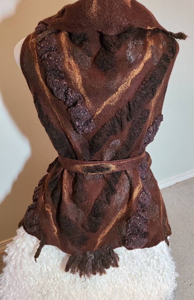 Wet Felted Vest From Merino Wool, Decorating With Lamb Fleece and ...