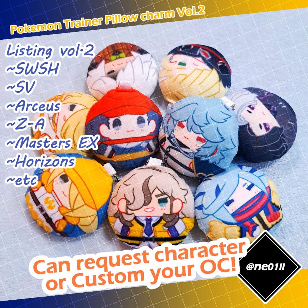 Pokemon Trainer(list2) Pillow Charm Swsh Sv Arceus Z-a Horizons Mesters ...