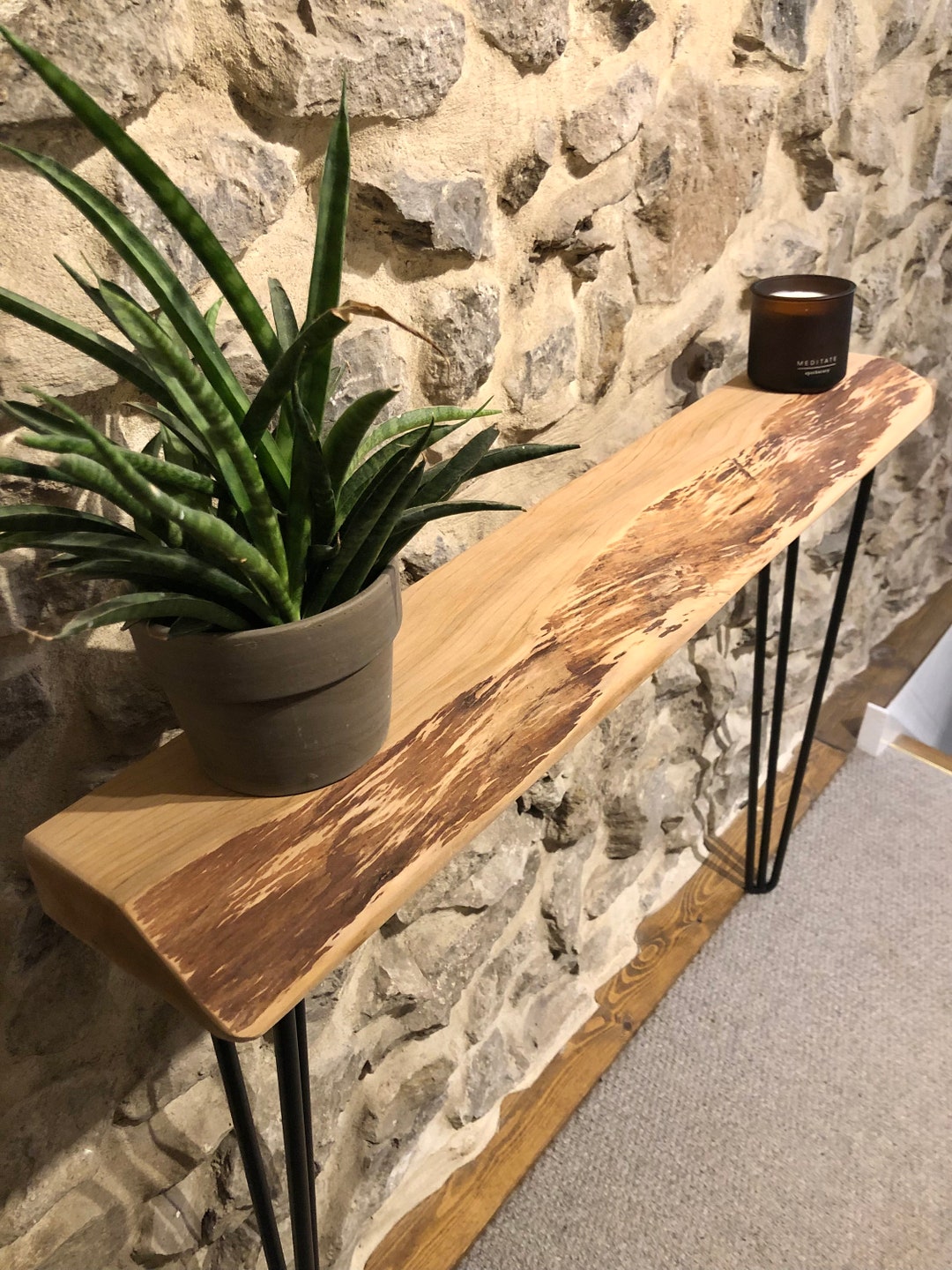 Cedar Live Edge Slim Console Table - Hallway Storage - Etsy