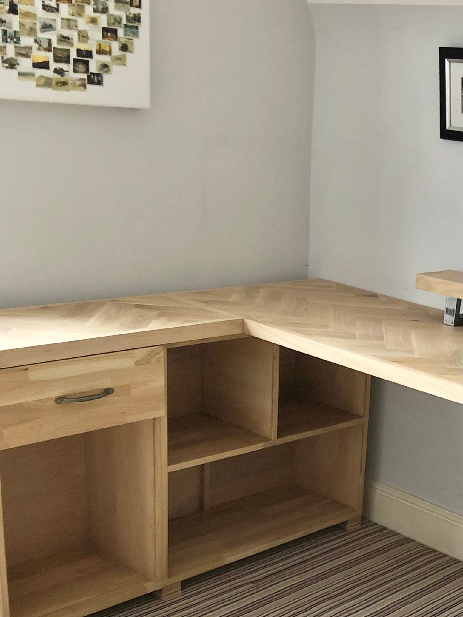 Oak Parquet Home Office L Shape Storage Desk - Corner Desk - Bespoke ...
