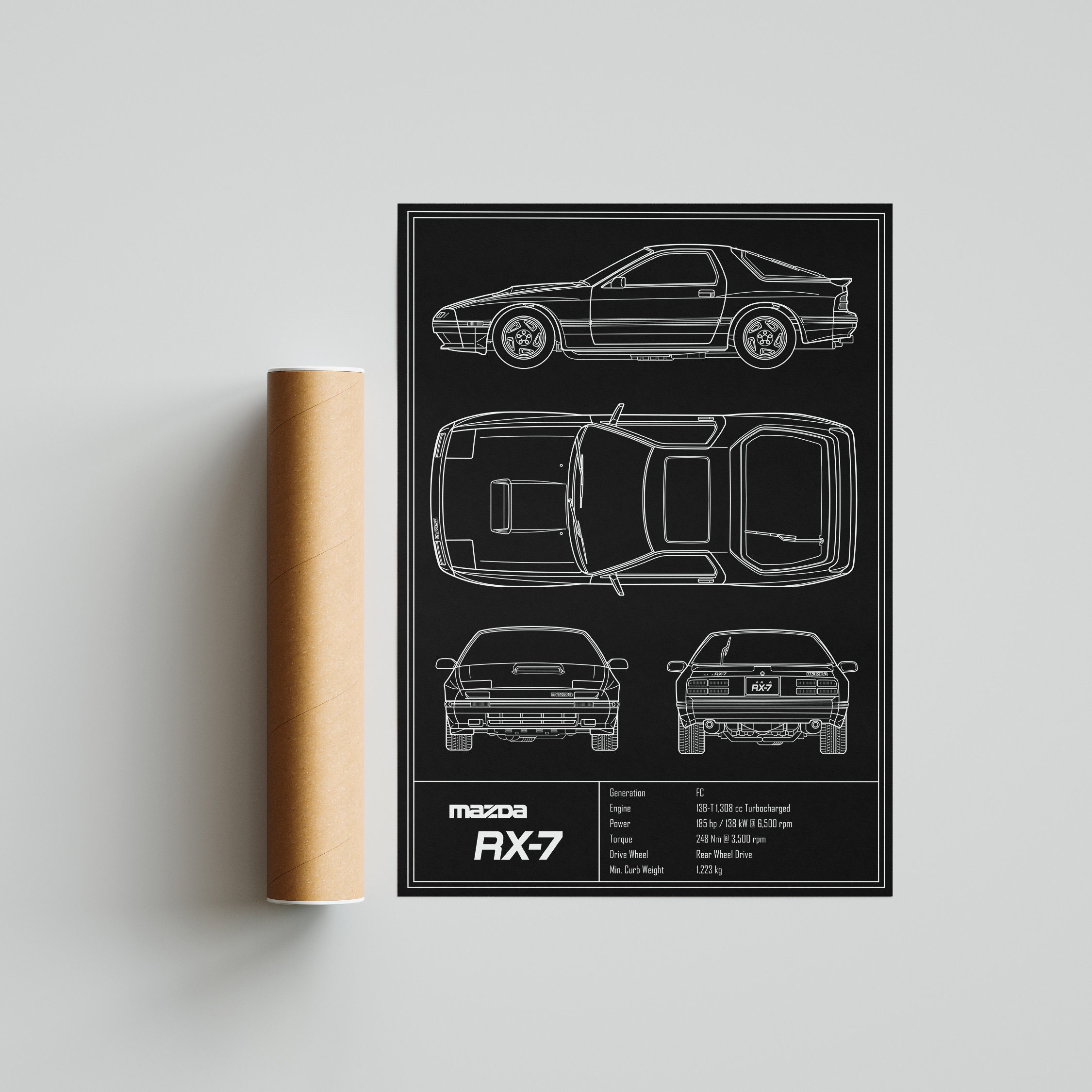 Mazda RX7 FC Blueprint Poster - Etsy