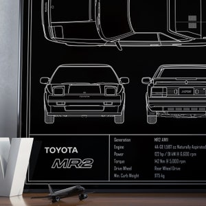 Toyota MR2 AW11 Blueprint Poster - Etsy UK