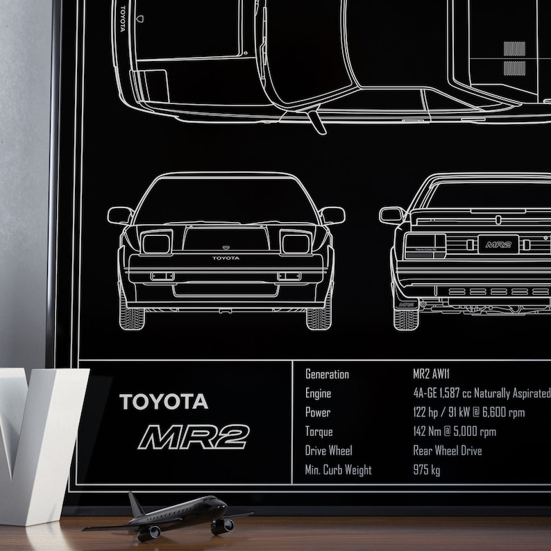 Toyota MR2 AW11 Blueprint Poster - Etsy UK