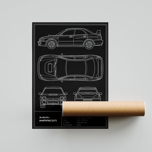 Subaru Impreza WRX STI Bugeye Blueprint Poster - Etsy