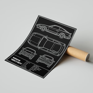 Nissan 180SX Blueprint Poster - Etsy