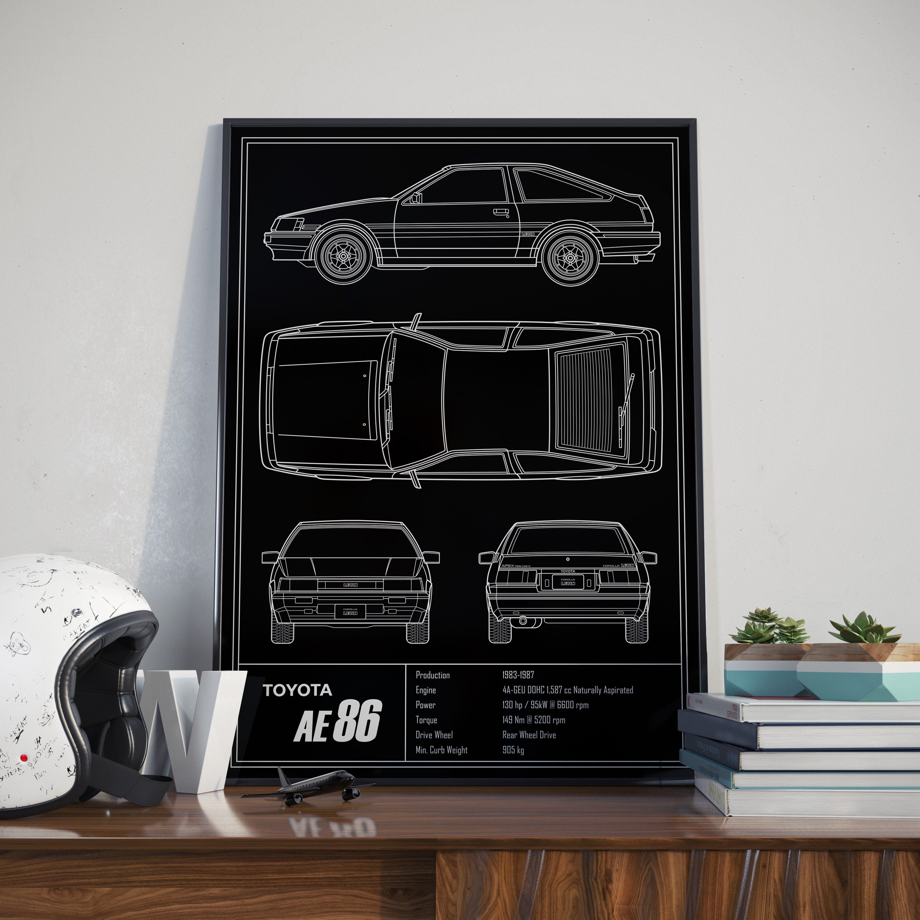 Toyota AE86 Levin Blueprint Poster - Etsy