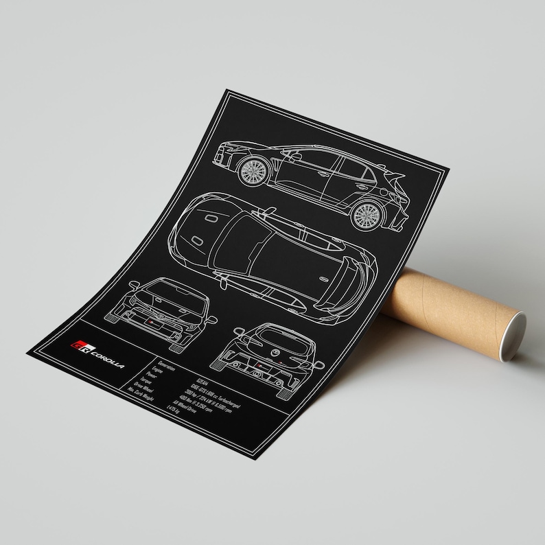 Toyota Corolla GR SPORT Blueprint Poster - Etsy
