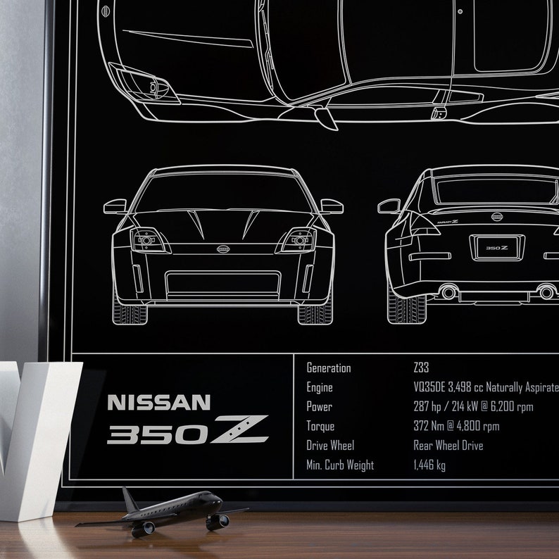 Nissan 350Z Z33 Blueprint Poster | Etsy