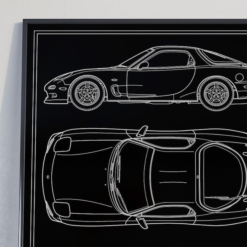 Mazda RX7 FD Blueprint Poster | Etsy
