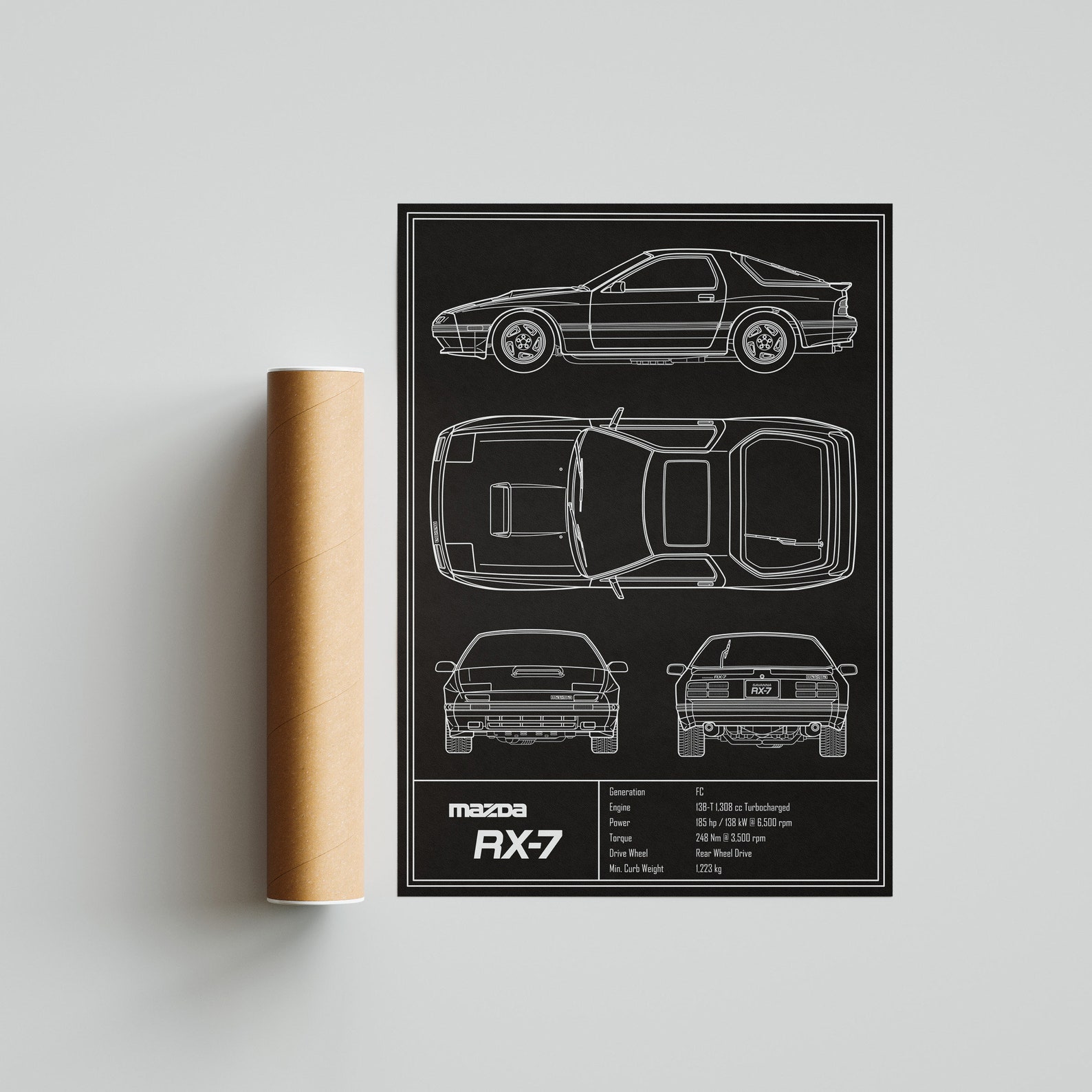 Mazda RX7 FC Blueprint Poster - Etsy