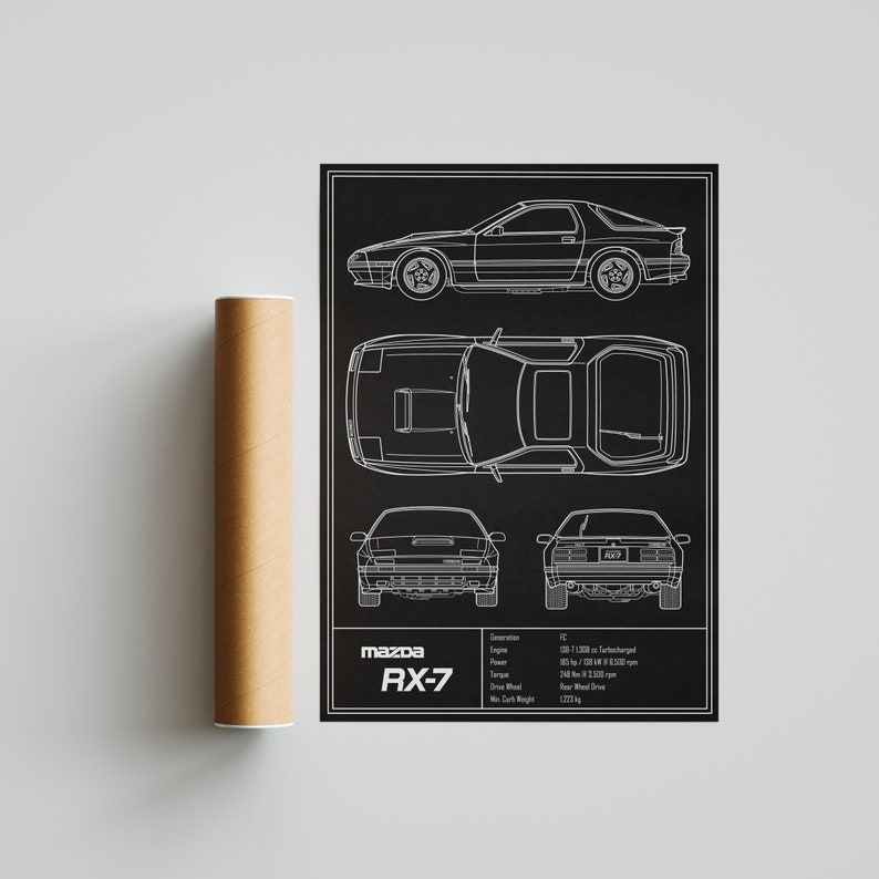 Mazda RX7 FC Blueprint Poster - Etsy