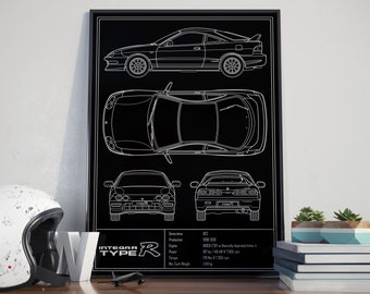 Honda Integra Type-r DC2 JDM Blueprint Poster | Etsy