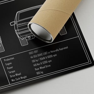 Toyota AE86 Trueno Blueprint Poster - Etsy