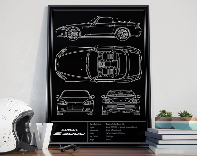 Honda S2000 AP1 Blueprint Poster - Etsy