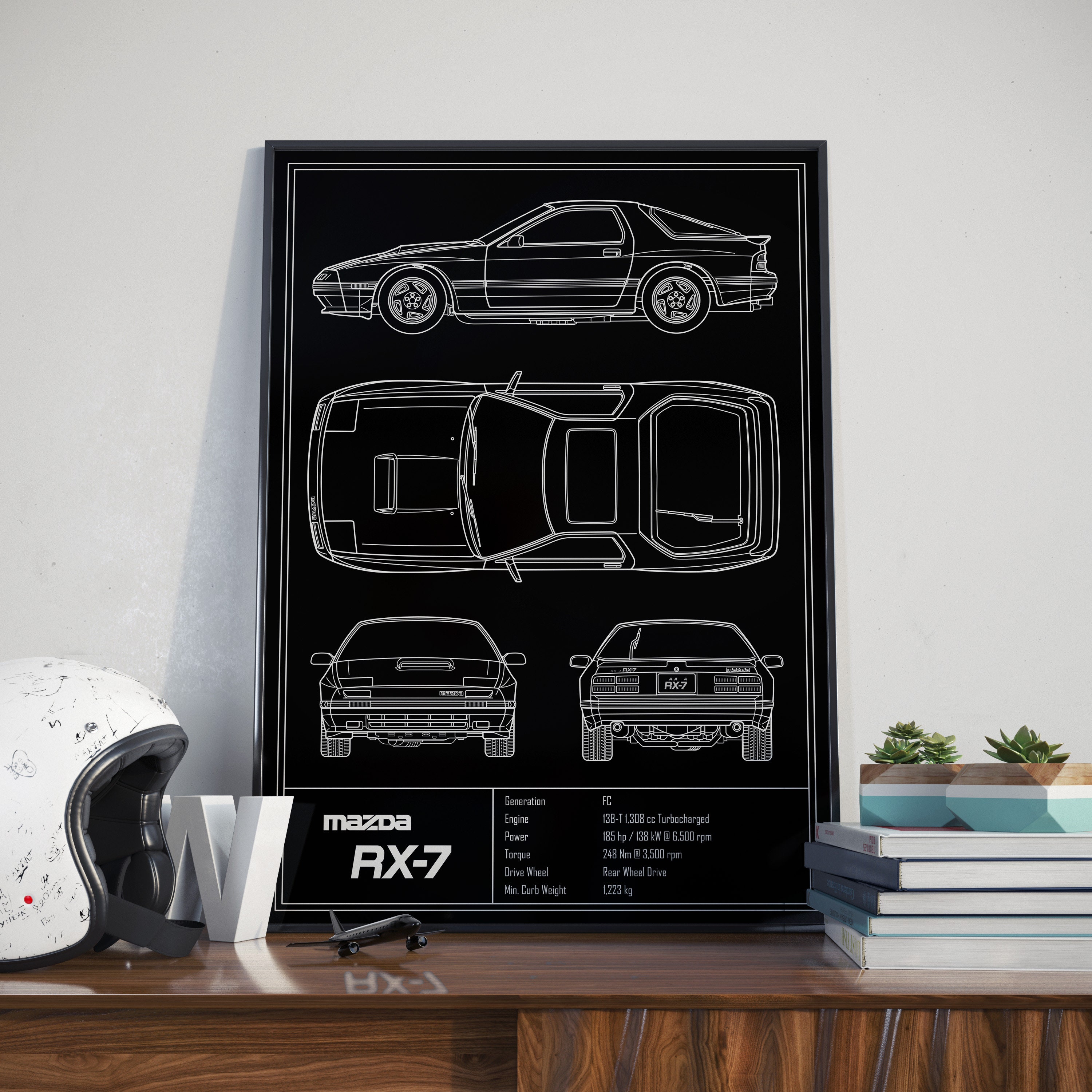 Mazda RX7 FC Blueprint Poster - Etsy