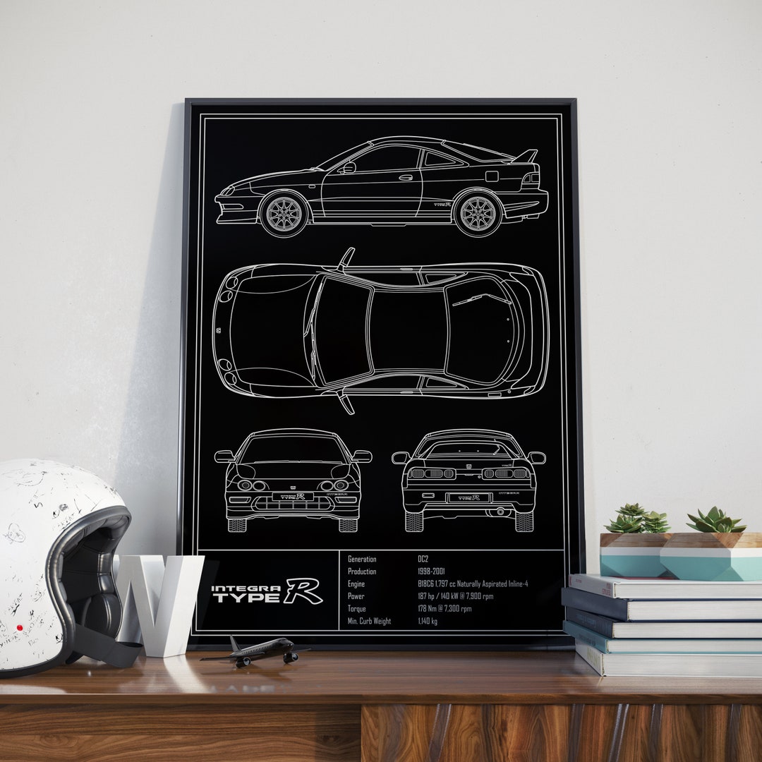 Honda Integra Type-r DC2 US Blueprint Poster - Etsy