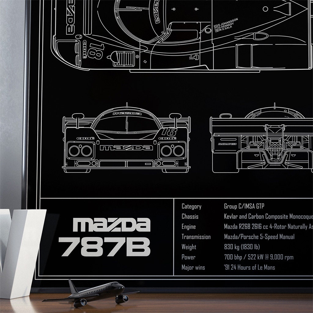 Mazda 787B Blueprint Poster - Etsy Singapore