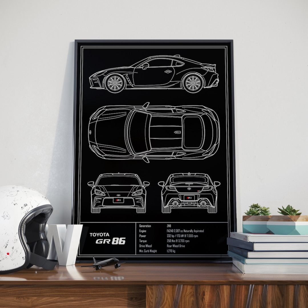 Toyota GR86 Blueprint Poster (2022) - Etsy