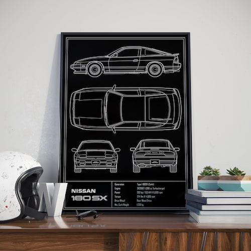 Nissan 180SX Blueprint Poster - Etsy