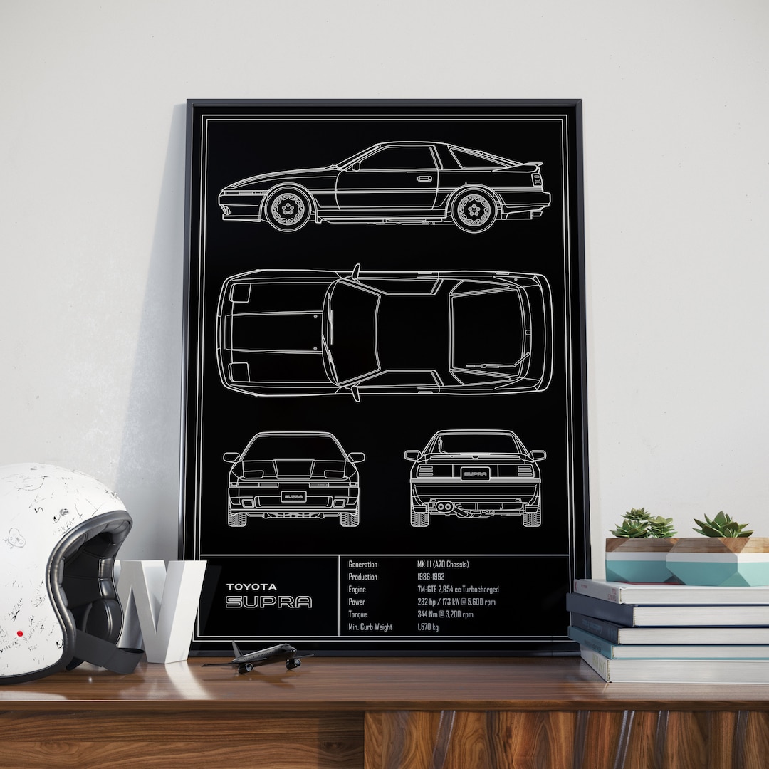 Toyota Supra MK3 Blueprint Poster - Etsy