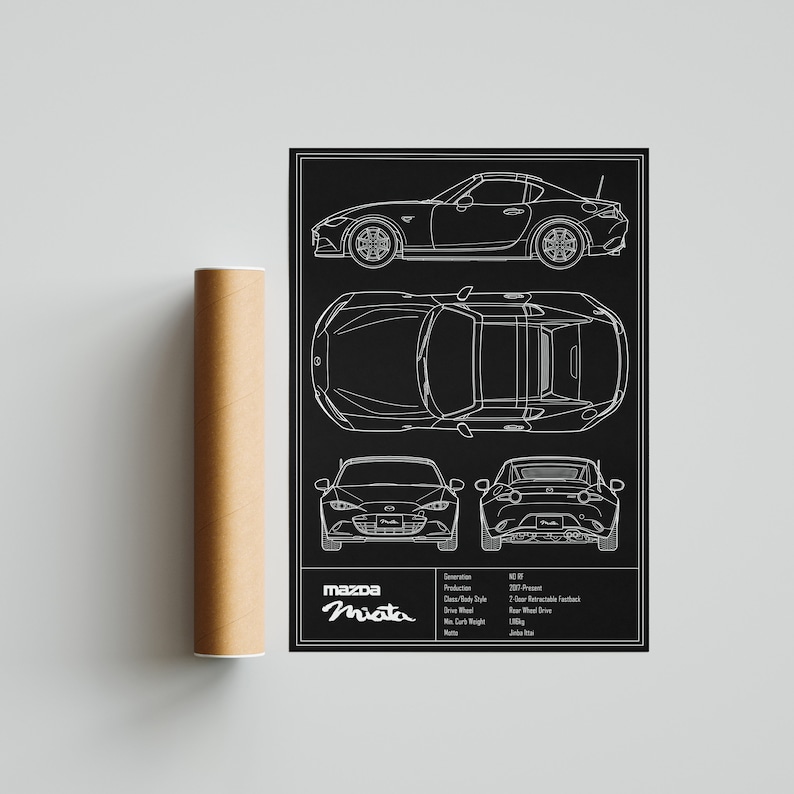 Mazda Miata ND RF Blueprint Poster - Etsy Canada