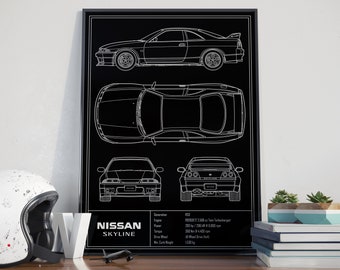 POSTER Nissan Skyline GTR R33 Vector Art Highly Detailed - Etsy UK