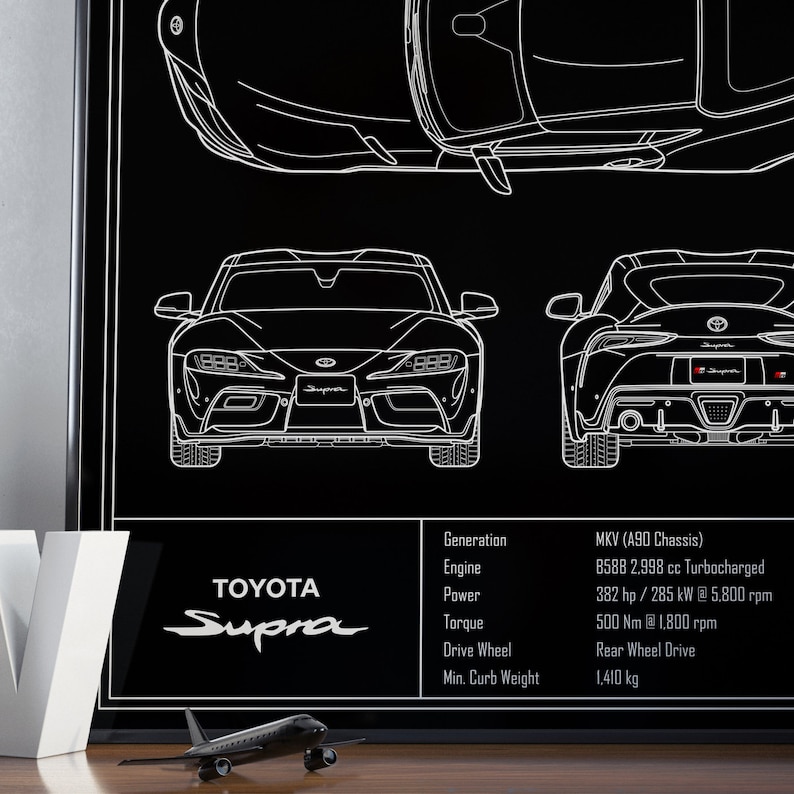 Toyota Supra MK5 A90 Blueprint Poster - Etsy
