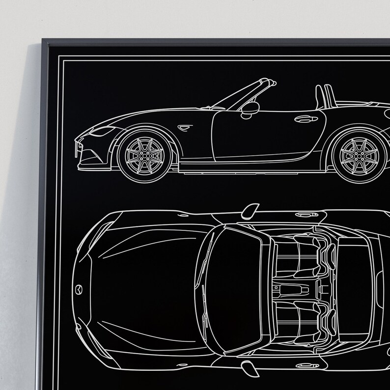 Mazda Miata ND Blueprint Poster - Etsy
