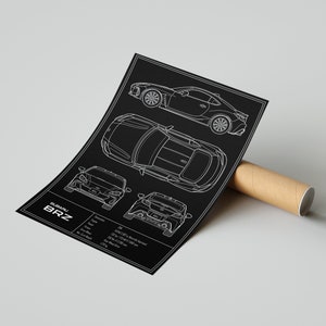 Subaru BRZ Blueprint Poster (2022) - Etsy