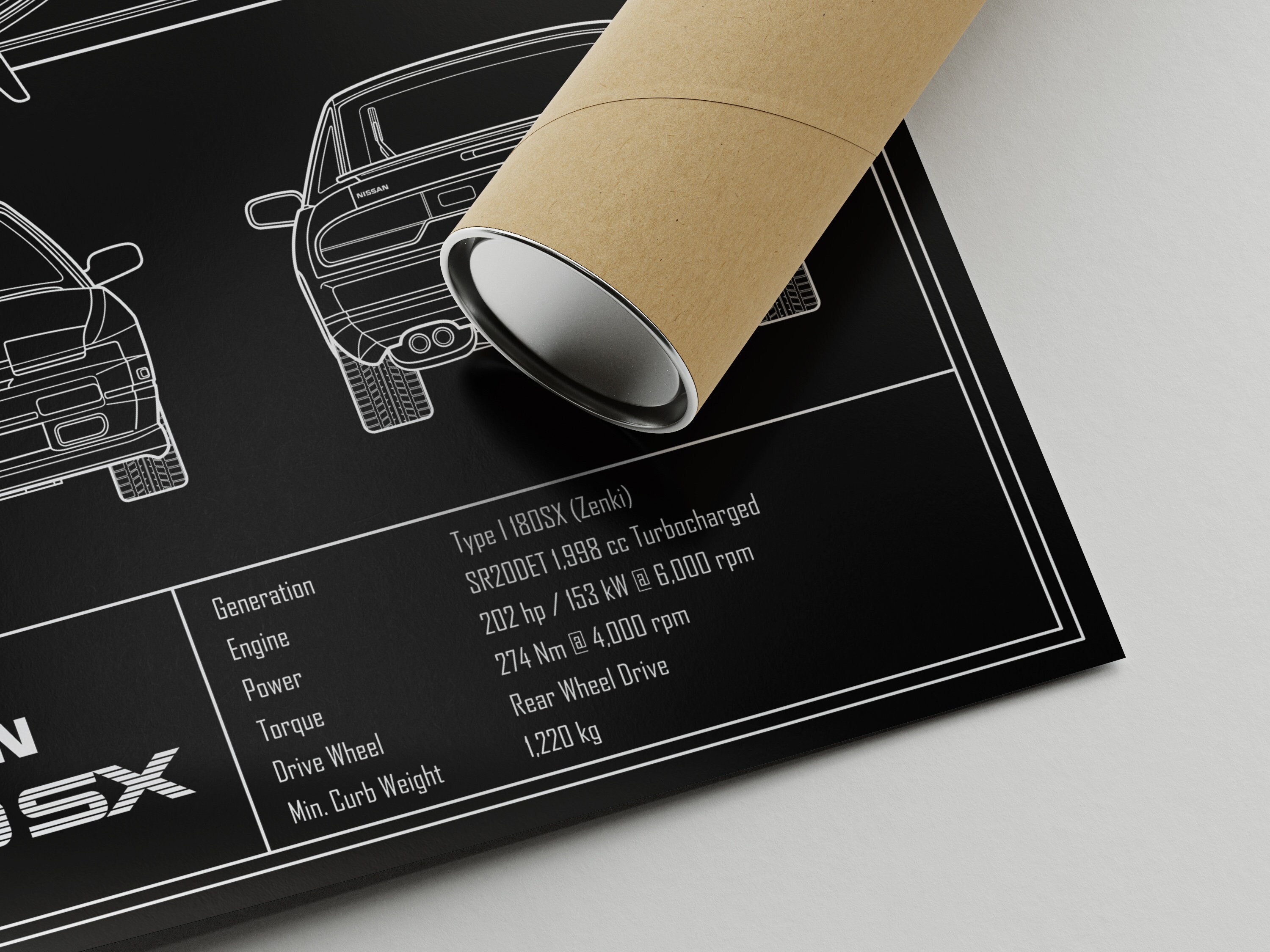 Nissan 180SX Blueprint Poster - Etsy