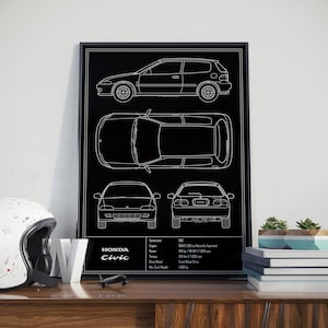 Honda Civic Vti EG6 Blueprint Poster - Etsy