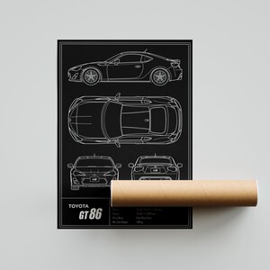 Toyota GT86 Blueprint Poster (2012-2016) - Etsy