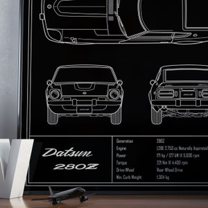 Datsun 280Z S30 Blueprint Poster - Etsy