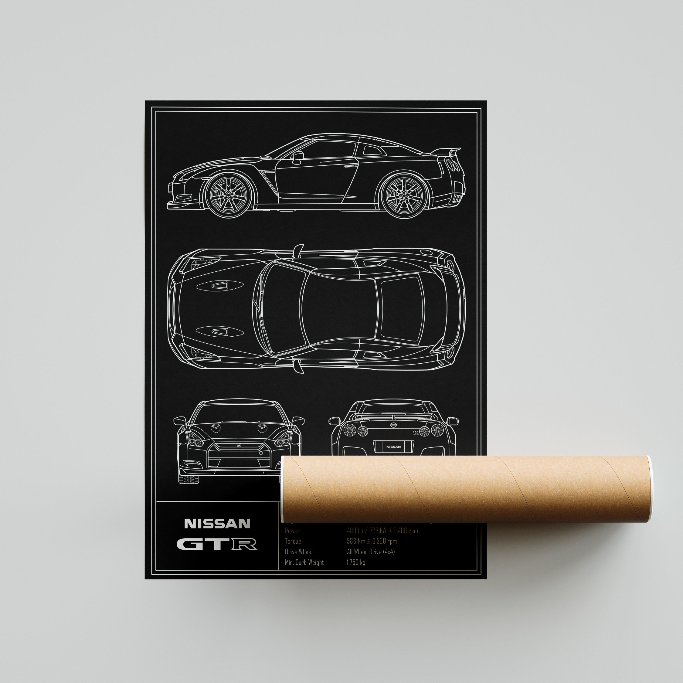Nissan GTR R35 Blueprint Poster - Etsy Australia