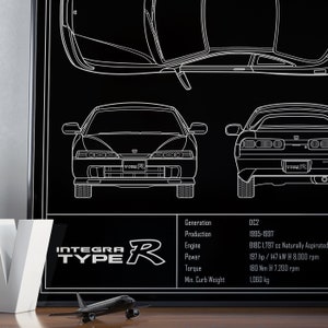 Honda Integra Type-r DC2 JDM Blueprint Poster - Etsy