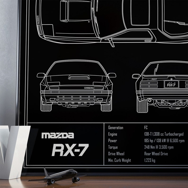 Mazda RX7 FC Blueprint Poster - Etsy
