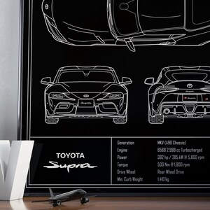 Toyota Supra MK5 A90 Blueprint Poster - Etsy