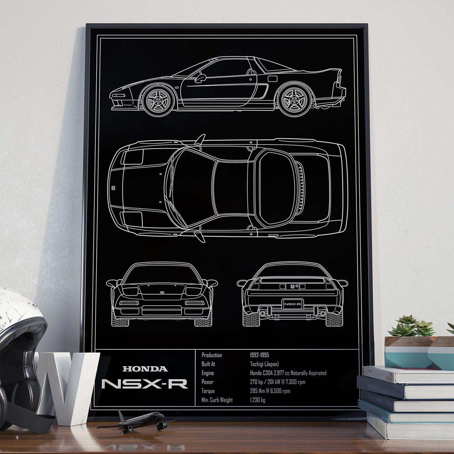 Honda NSX Blueprint Poster | Etsy