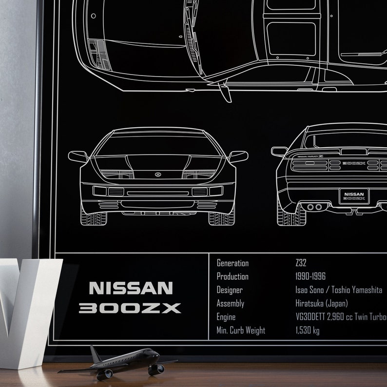 Nissan 300ZX Z32 Blueprint Poster - Etsy