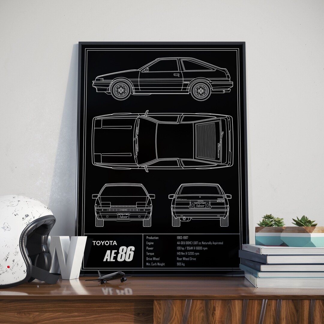 Toyota AE86 Trueno Blueprint Poster - Etsy Australia